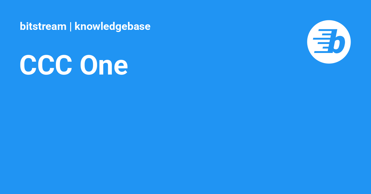 CCC One | bitstream knowledgebase